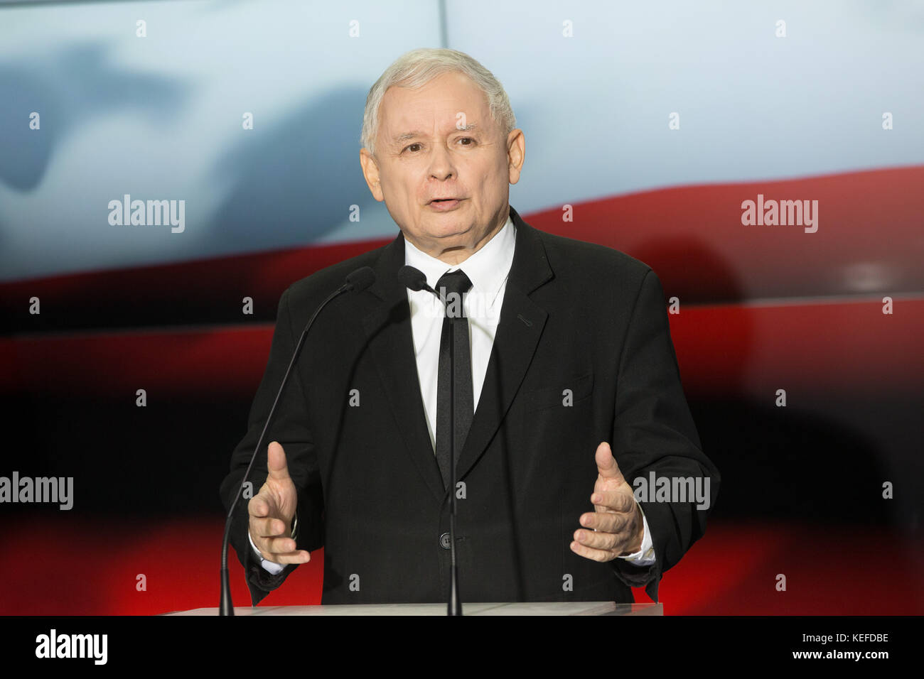 Jaroslaw Kaczynski, chairman of the PiS party, speaks at a press ...