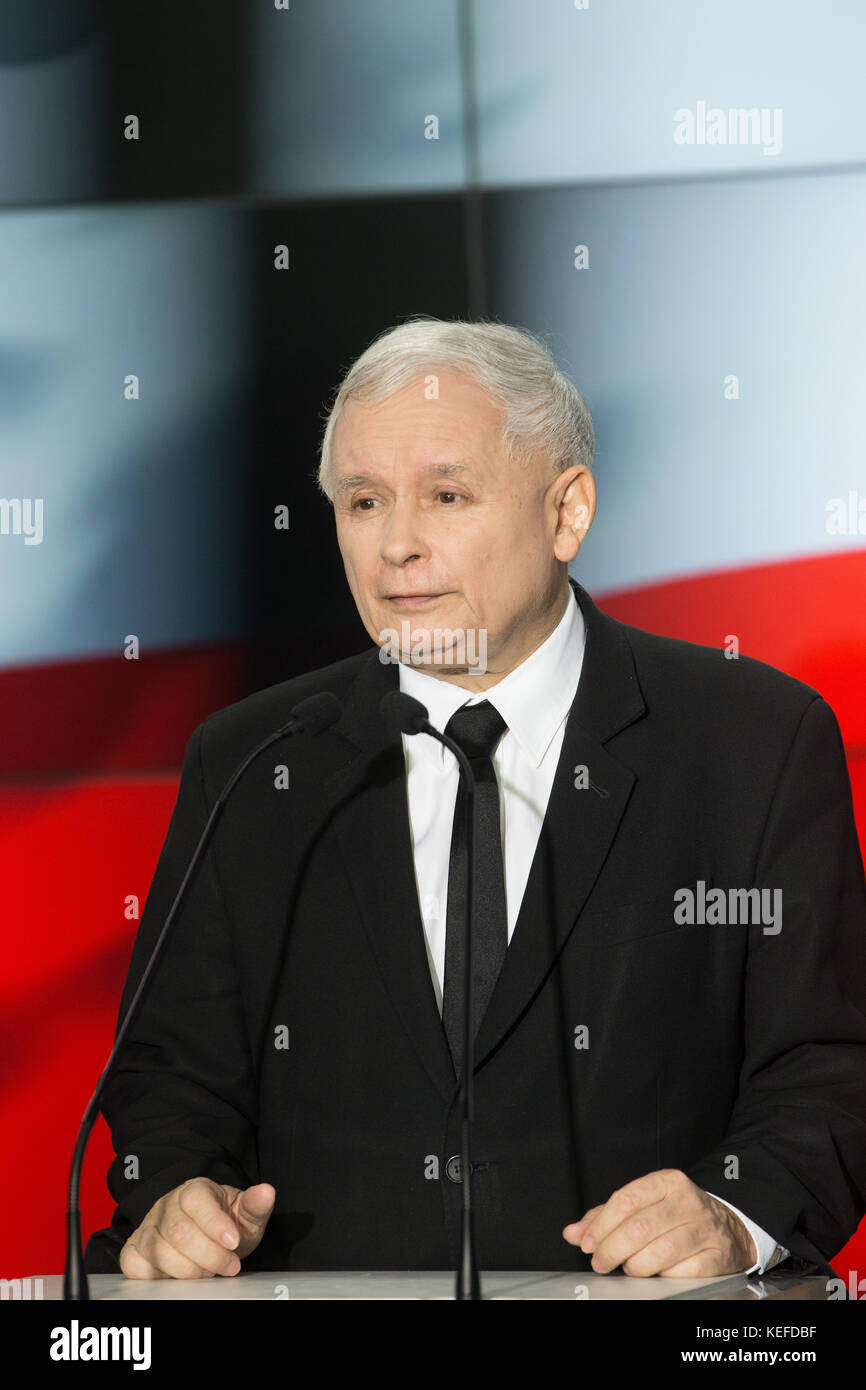 Jaroslaw Kaczynski, chairman of the PiS party, speaks at a press ...