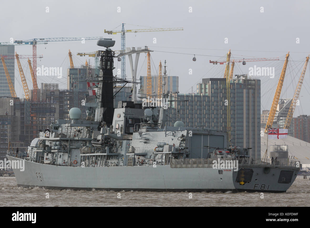 London, United Kingdom. 21st Oct, 2017. Type 23 frigate HMS Sutherland ...