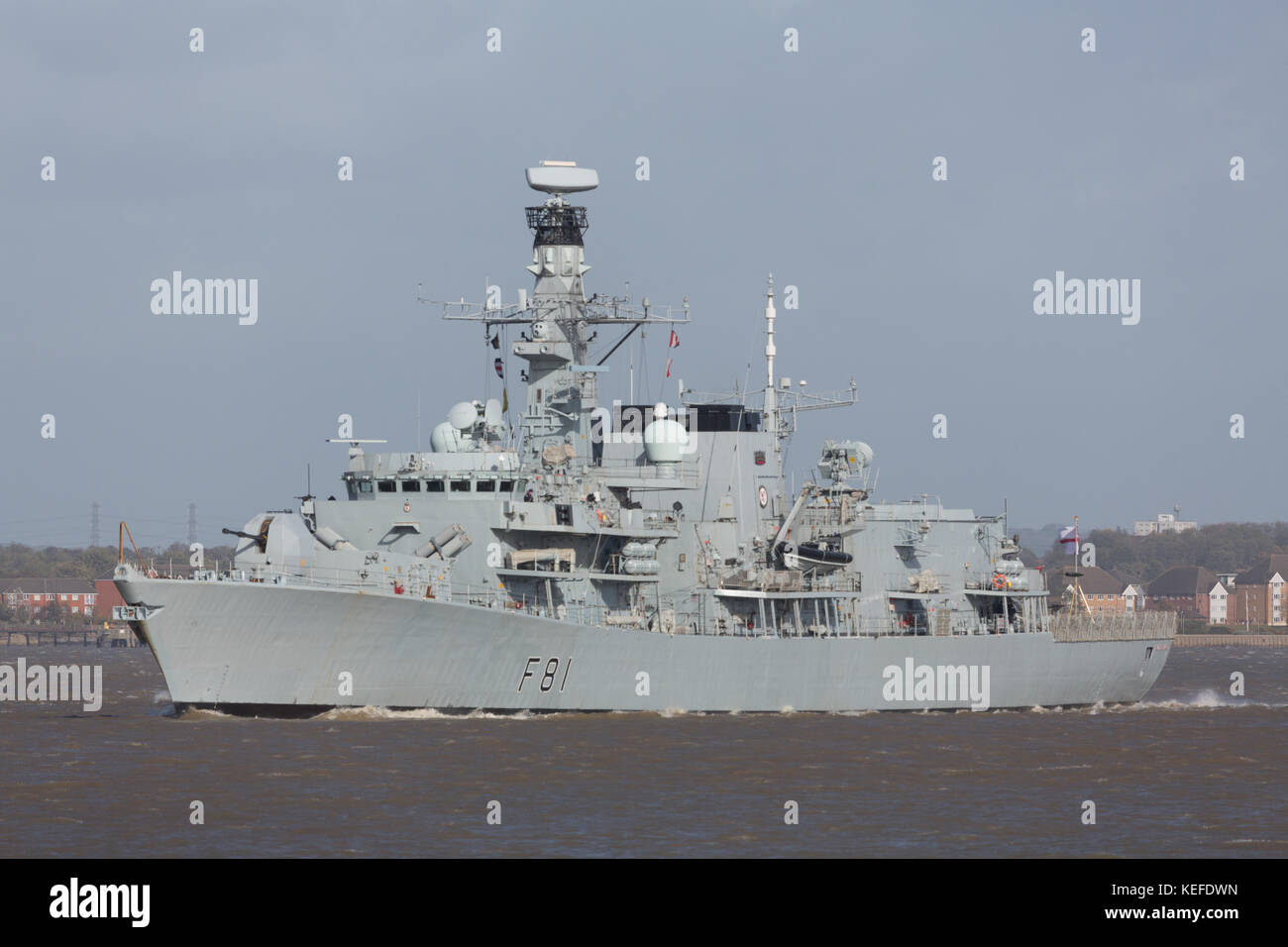 London, United Kingdom. 21st Oct, 2017. Type 23 frigate HMS Sutherland ...