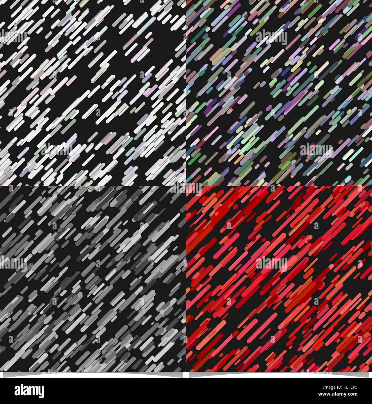 Modern seamless chaotic diagonal stripe pattern background set - trendy graphics from light blue ...