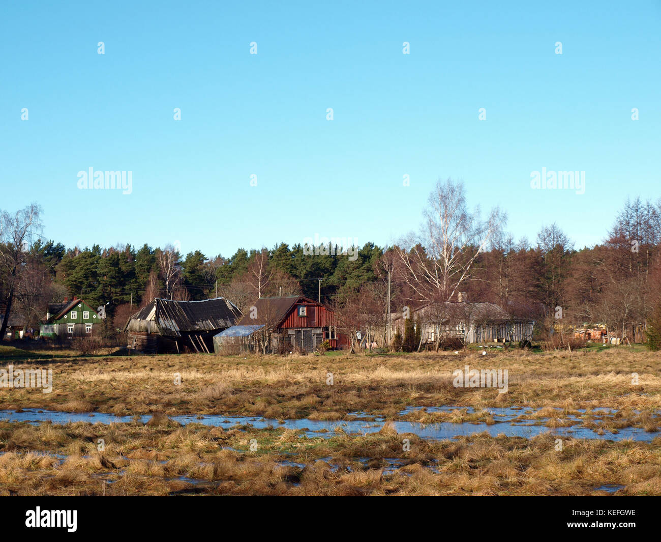 Small country village landscape on early spring Stock Photo - Alamy