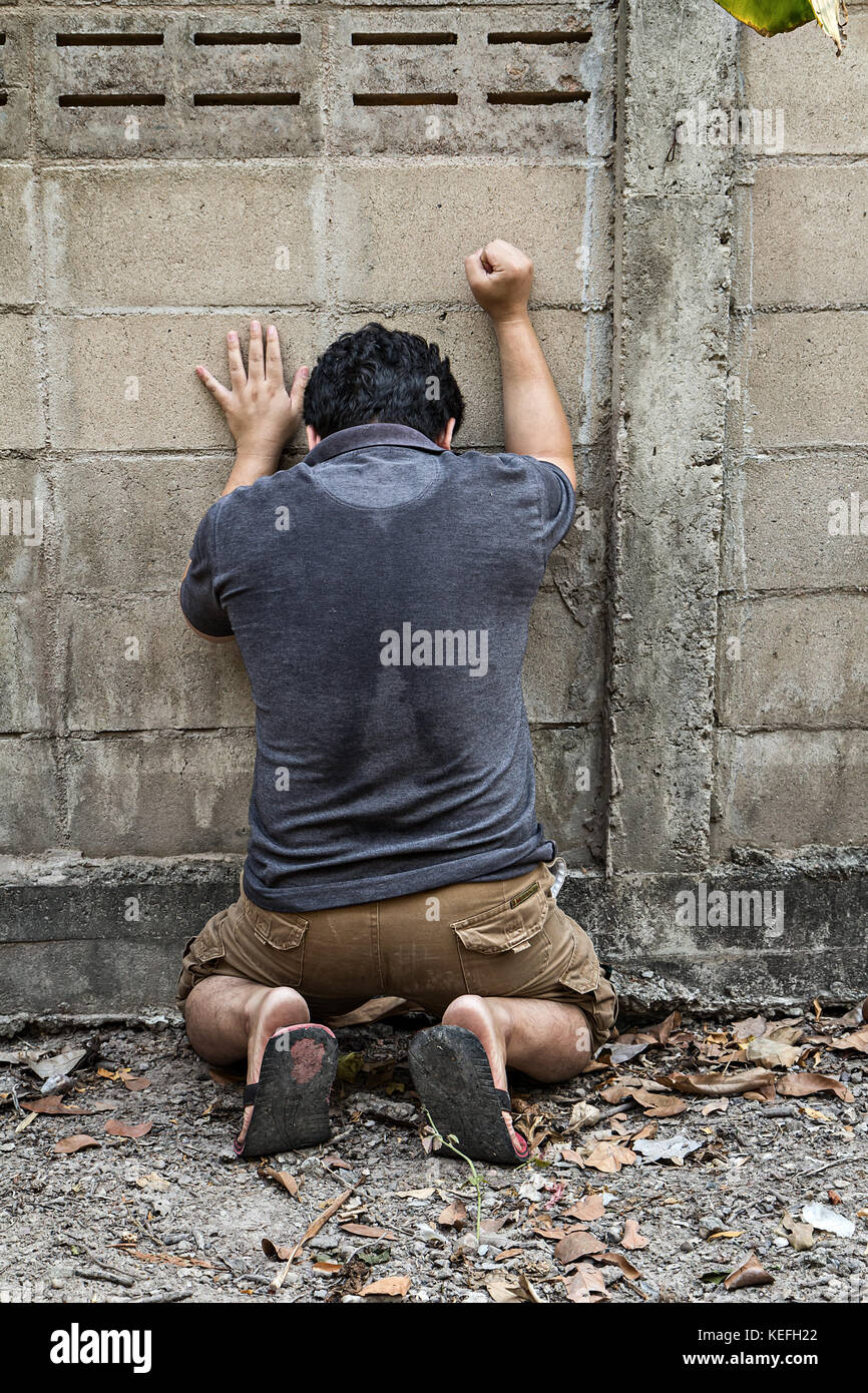 Back view of a man had depression and sadness Stock Photo - Alamy
