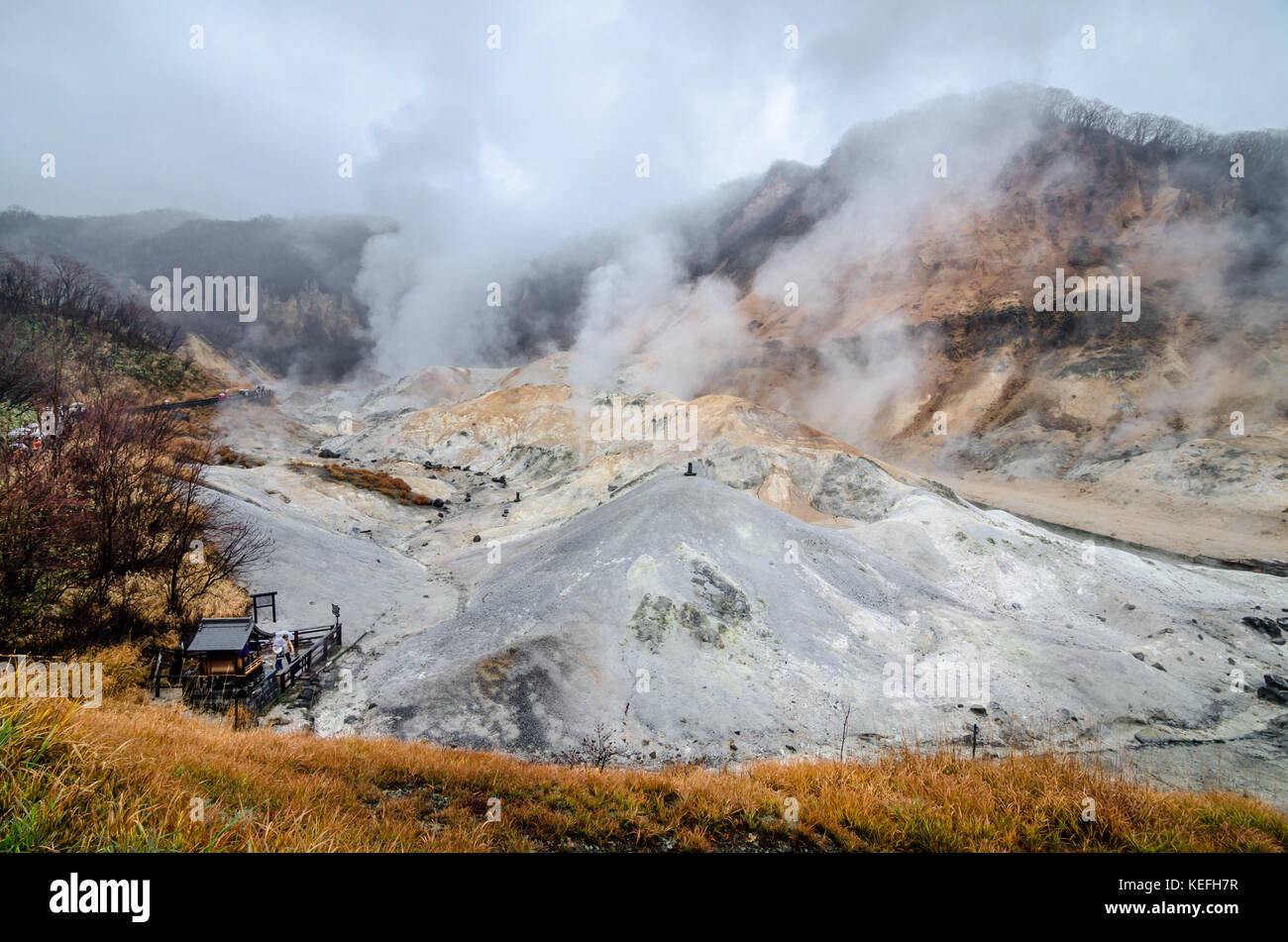 Beautiful valley of Jigokudani or "Hell Valley", located just above the ...