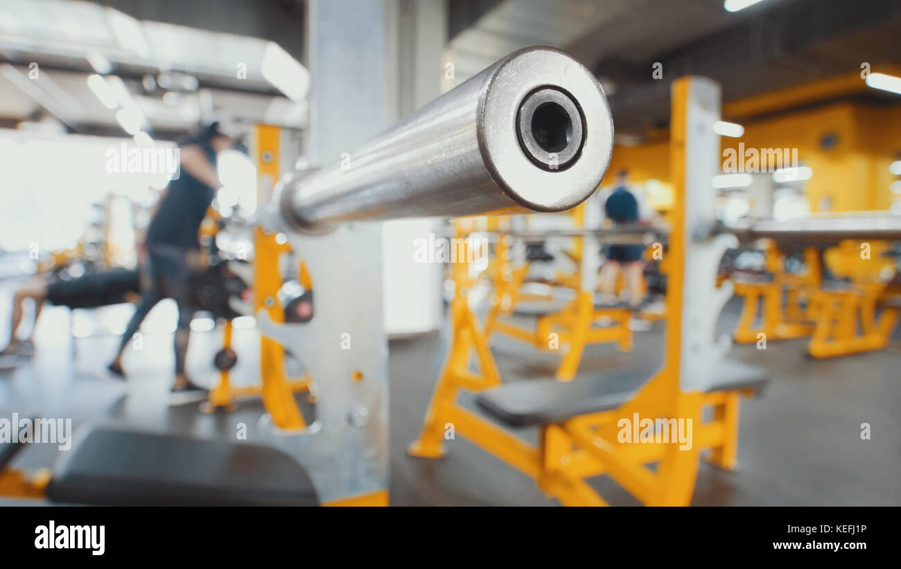 Interior Of Modern Fitness Gym - yellow color Stock Photo - Alamy