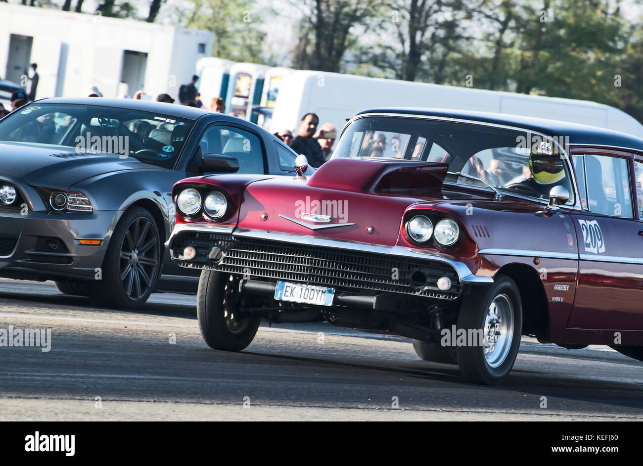a dragster car on circuit ready to speed during a motor show Stock ...