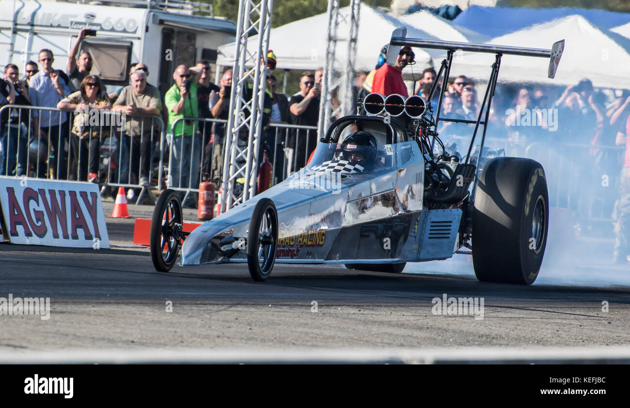a dragster car on circuit ready to speed during a motor show Stock ...