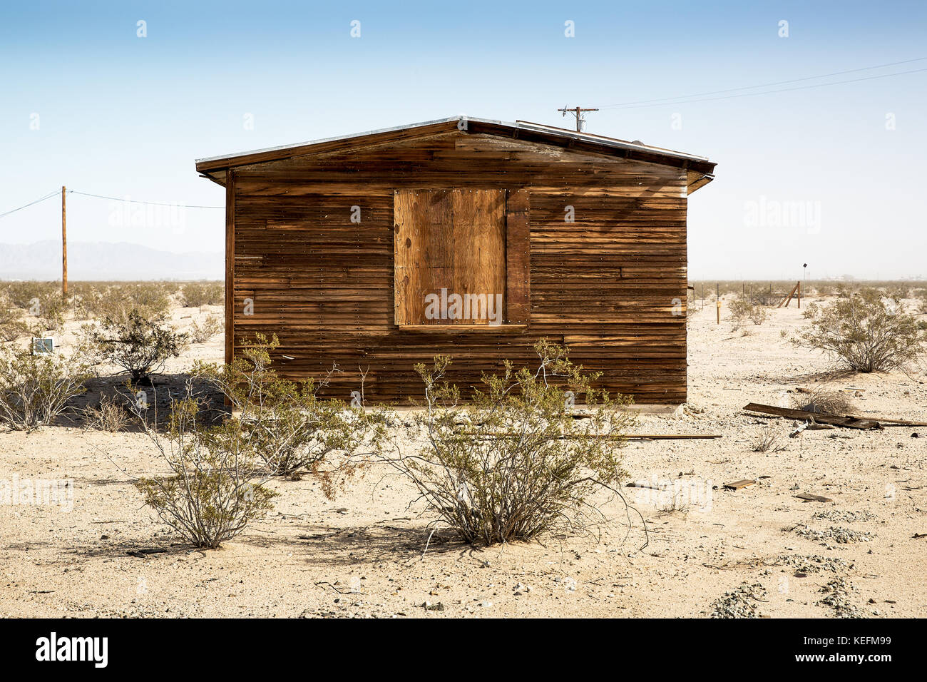 Abandoned homestead, Mojave Desert, the Californian High Desert, under ...