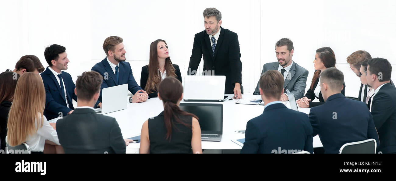 Indoor business conference for managers Stock Photo - Alamy