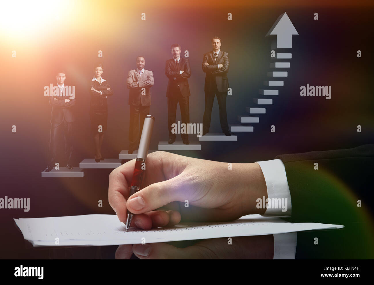 The signing of the document. on the background of business people Stock ...