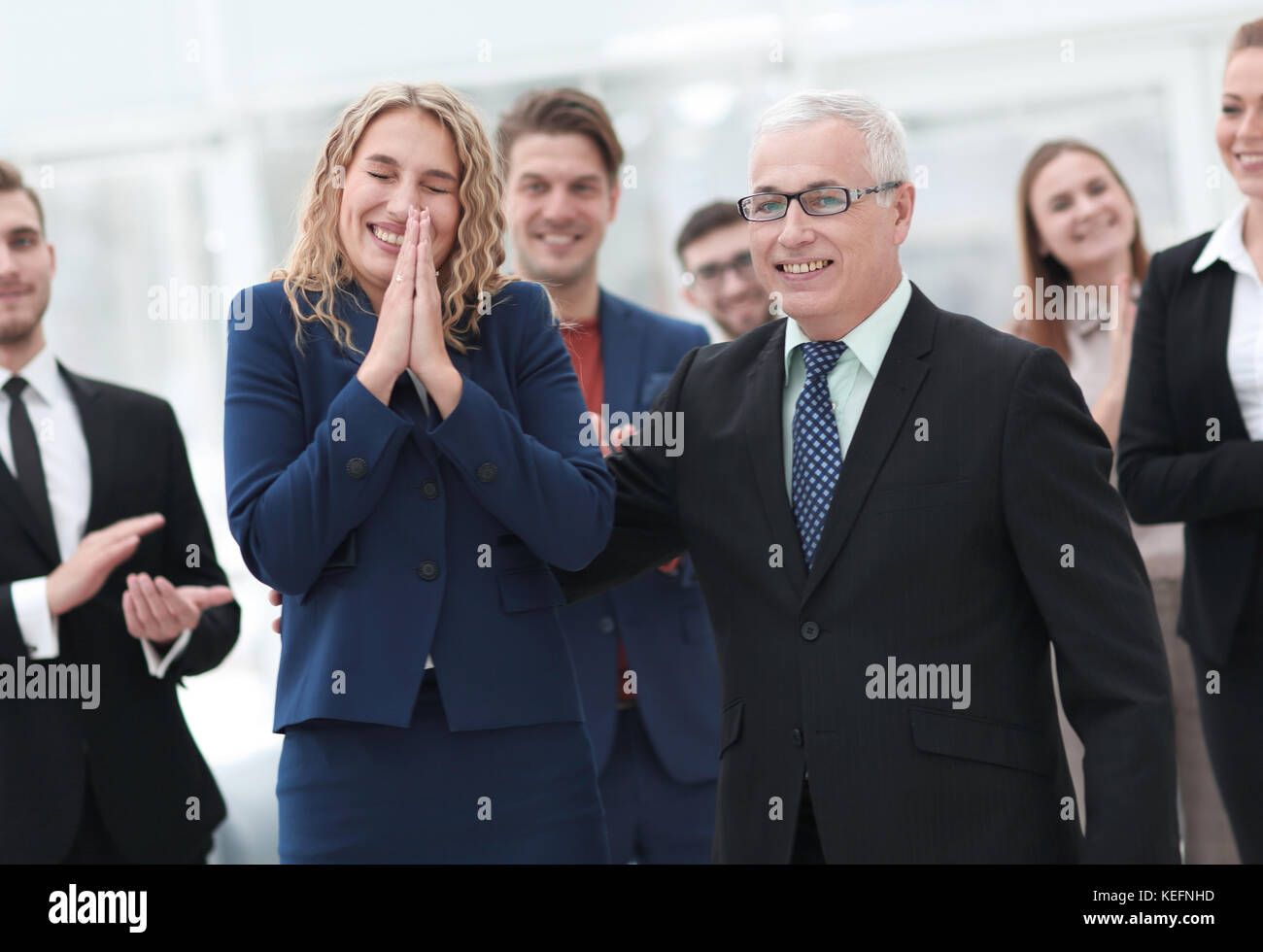 happy business woman and senior business partner Stock Photo - Alamy