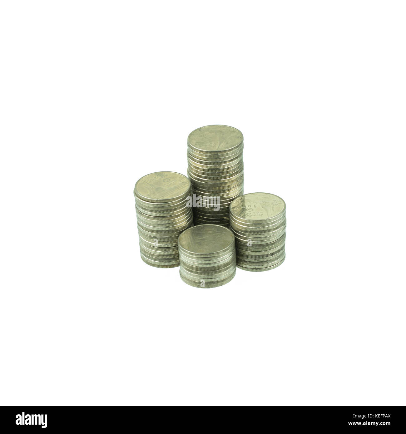 coins stacks isolated on white Stock Photo - Alamy