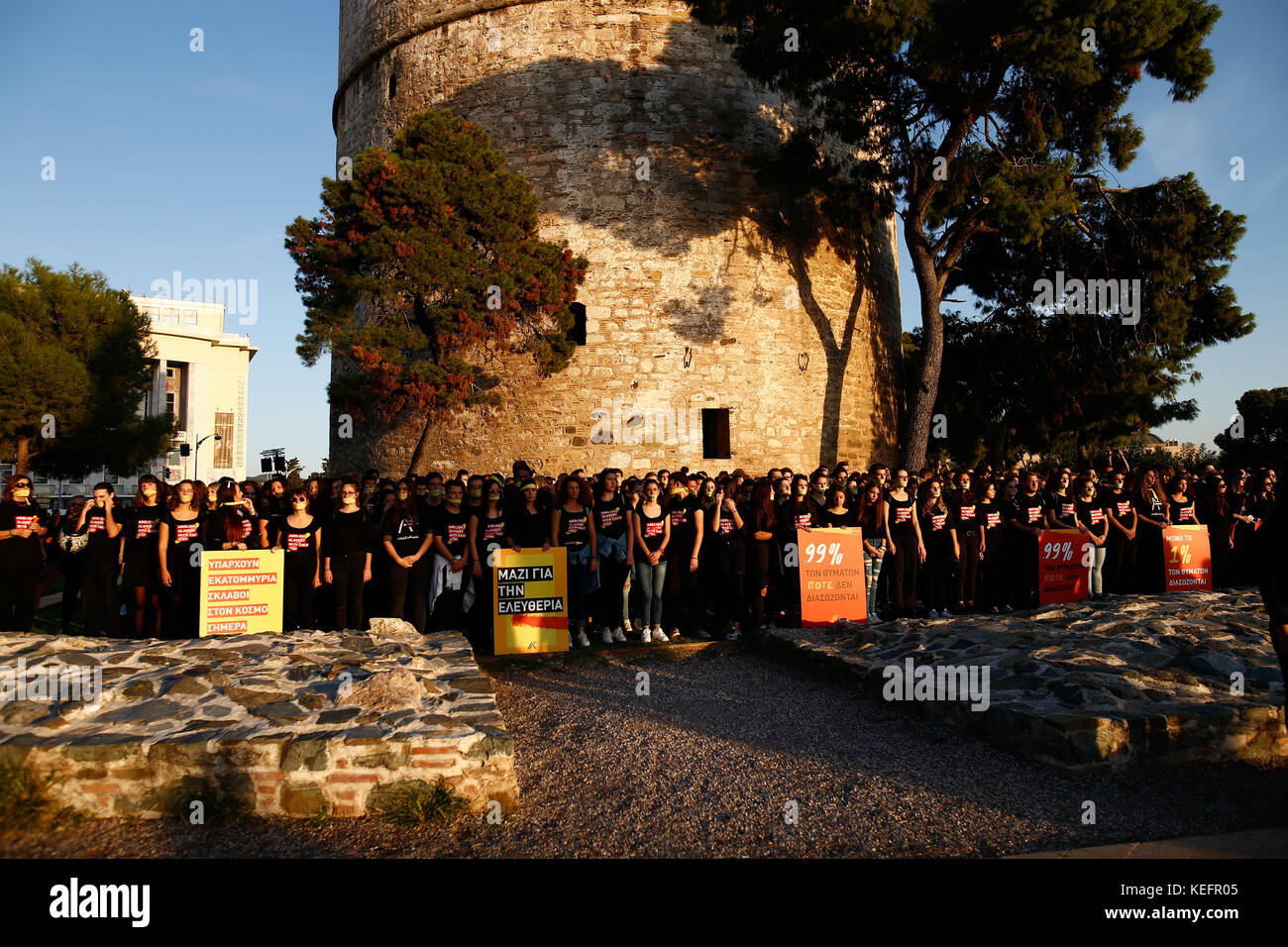 Thessaloniki, Greece. 14th Oct, 2017. Silence protest called Walk for ...