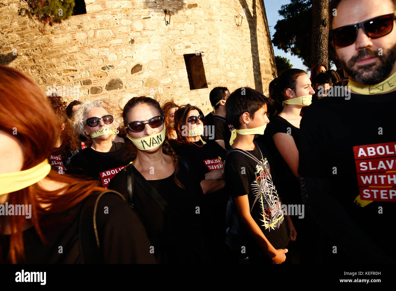 Thessaloniki, Greece. 14th Oct, 2017. Silence protest called Walk for ...