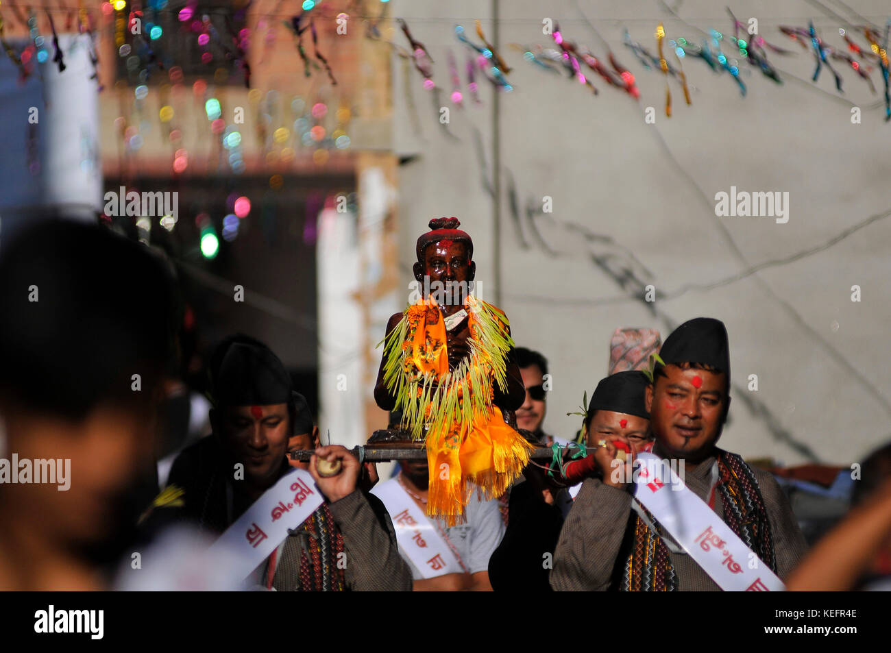 Newari people carrying statue of Sankhardhar Sakwha (who is believed to ...