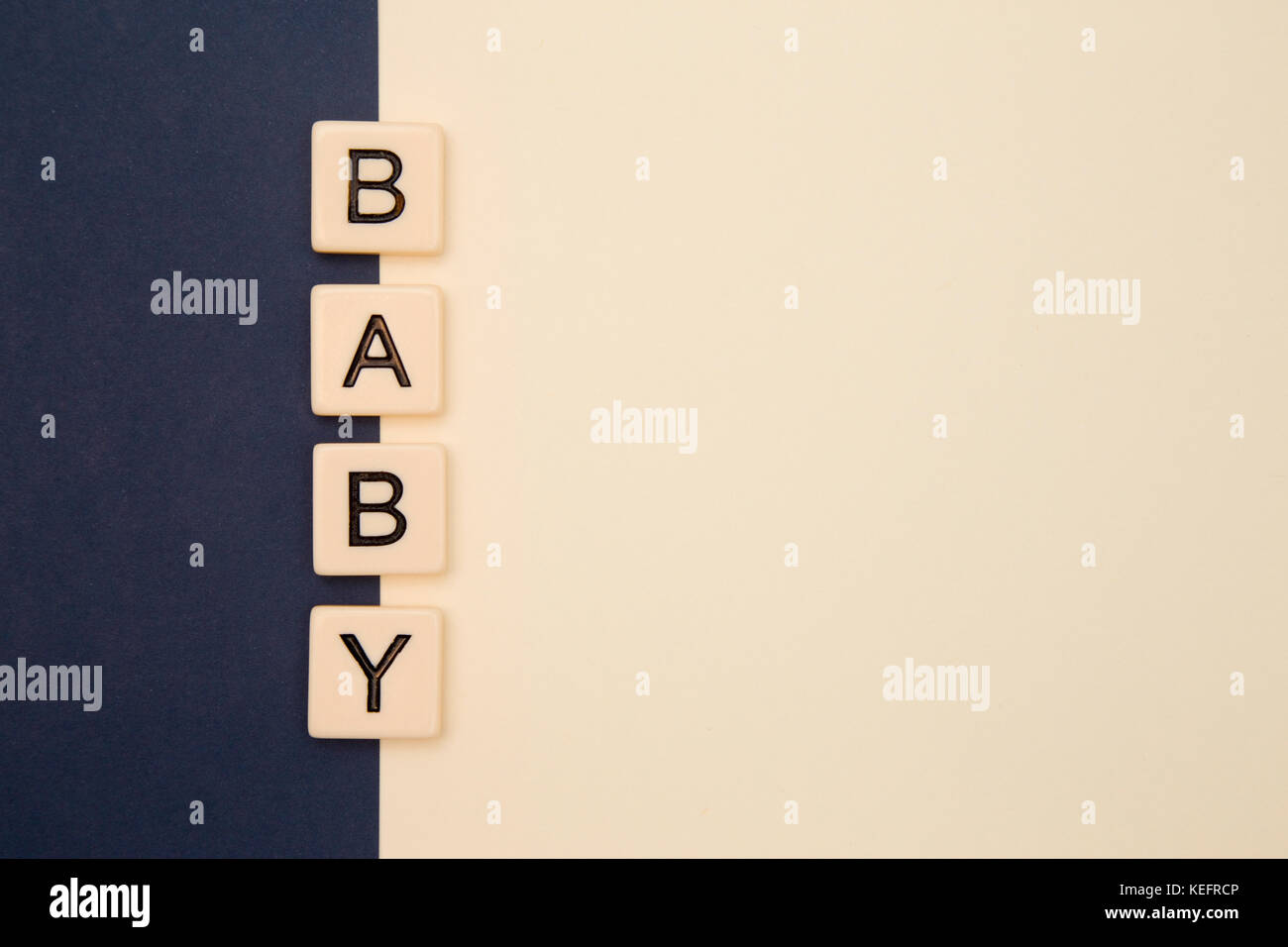 Baby Spelled on a Blue and White Background Stock Photo - Alamy