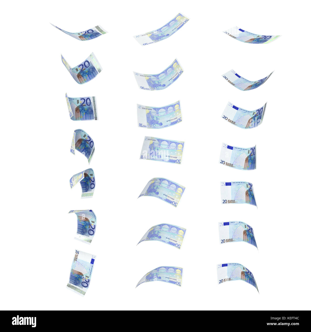 Flying banknotes of twenty euro collection Stock Photo - Alamy