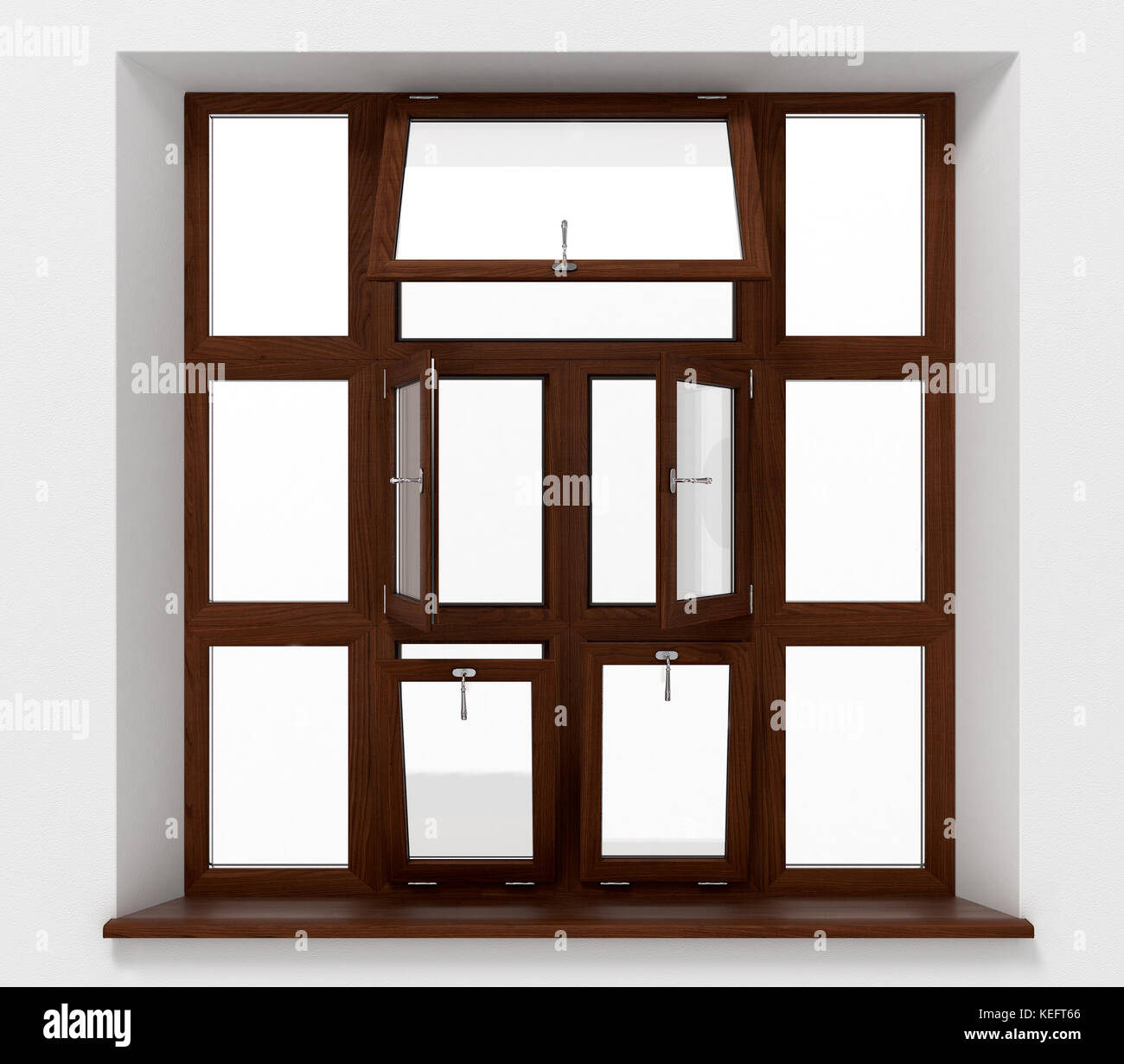 Open plastic window with wooden texture Stock Photo - Alamy