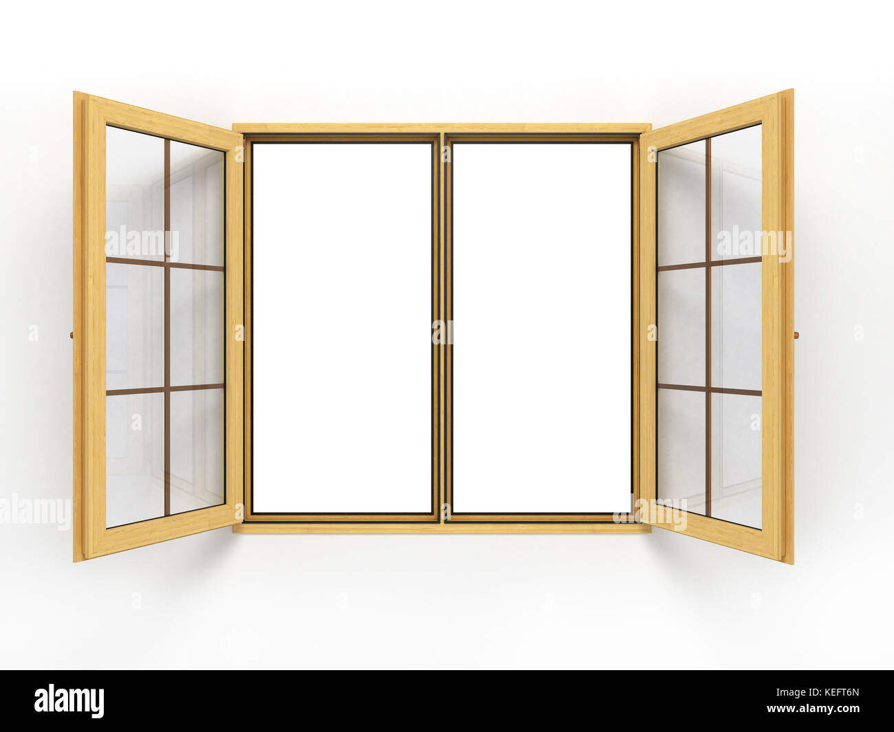 open wooden window isolated on white Stock Photo - Alamy