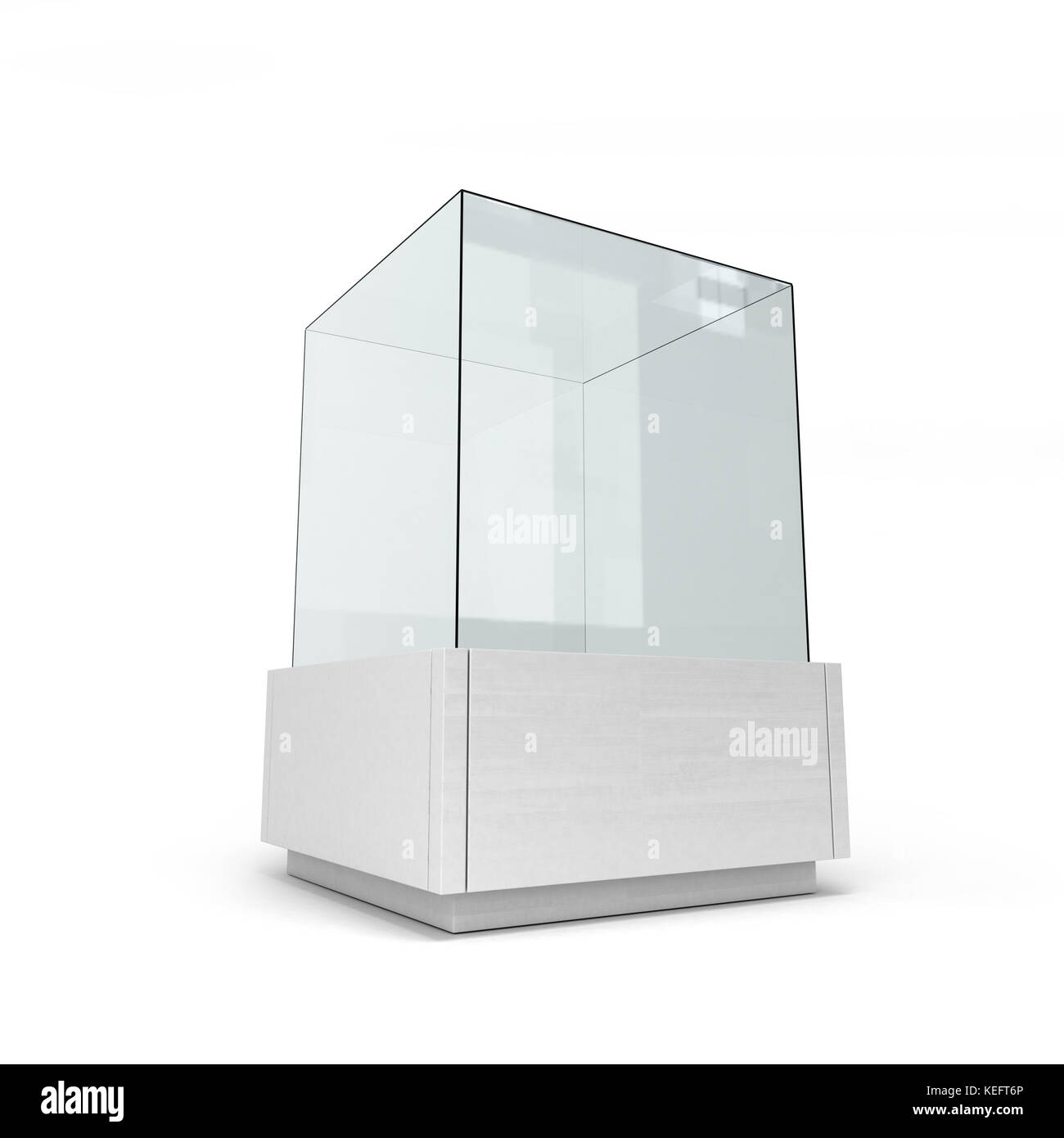 White glass showcase isolated on a white background Stock Photo - Alamy