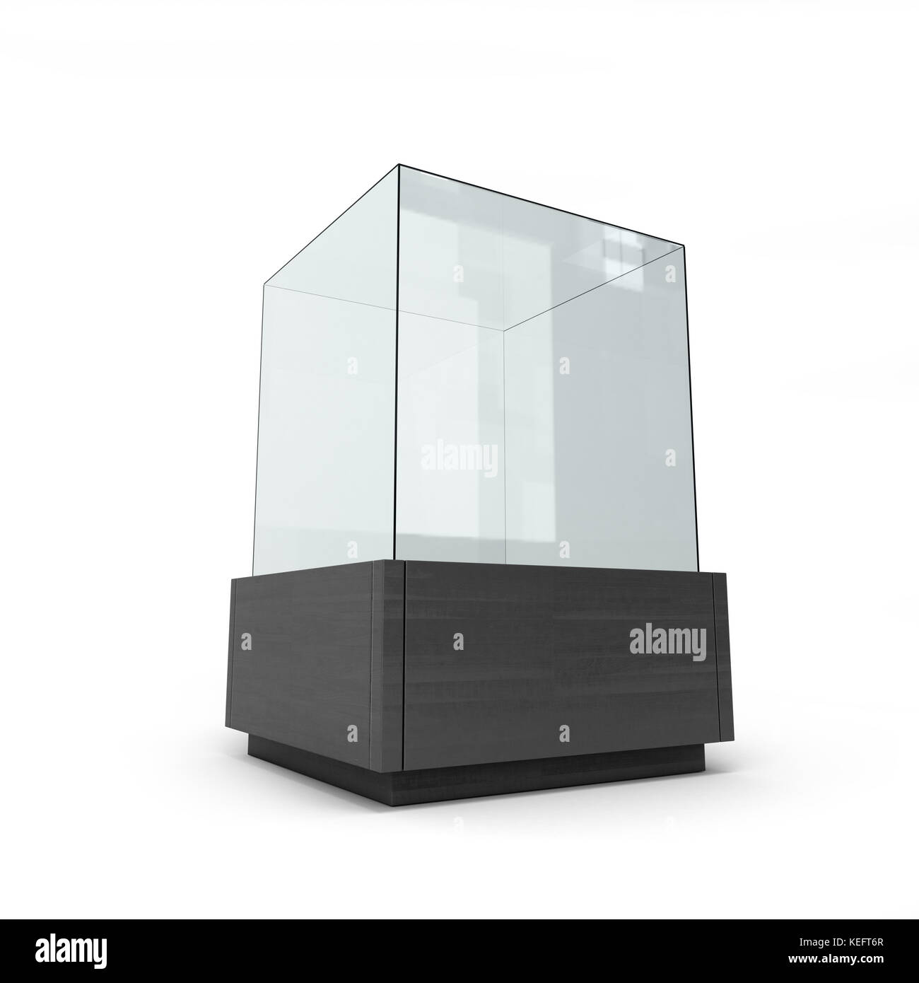 Black glass showcase isolated on a white background Stock Photo - Alamy