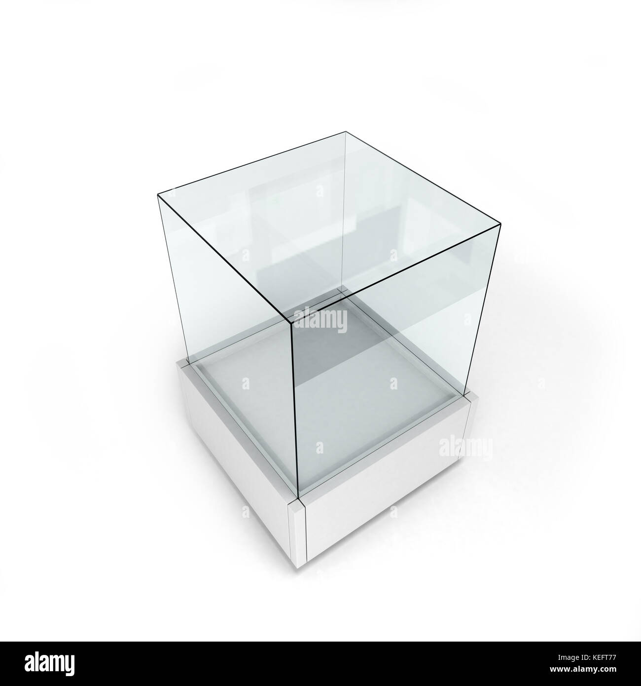 White glass showcase isolated on a white Stock Photo - Alamy