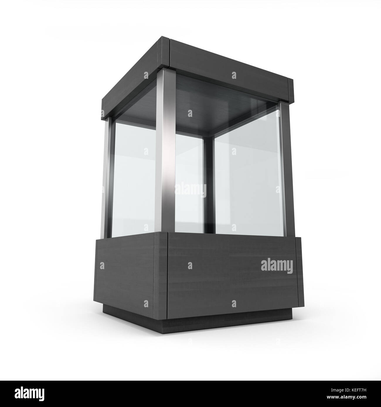 Black glass showcase with a cover isolated on a white background Stock ...