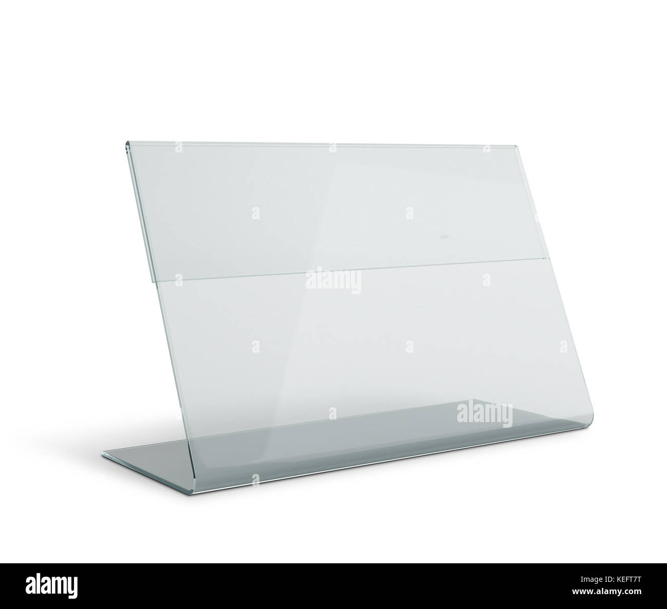 acrylic clear menu holder triangle base in isolated background with ...