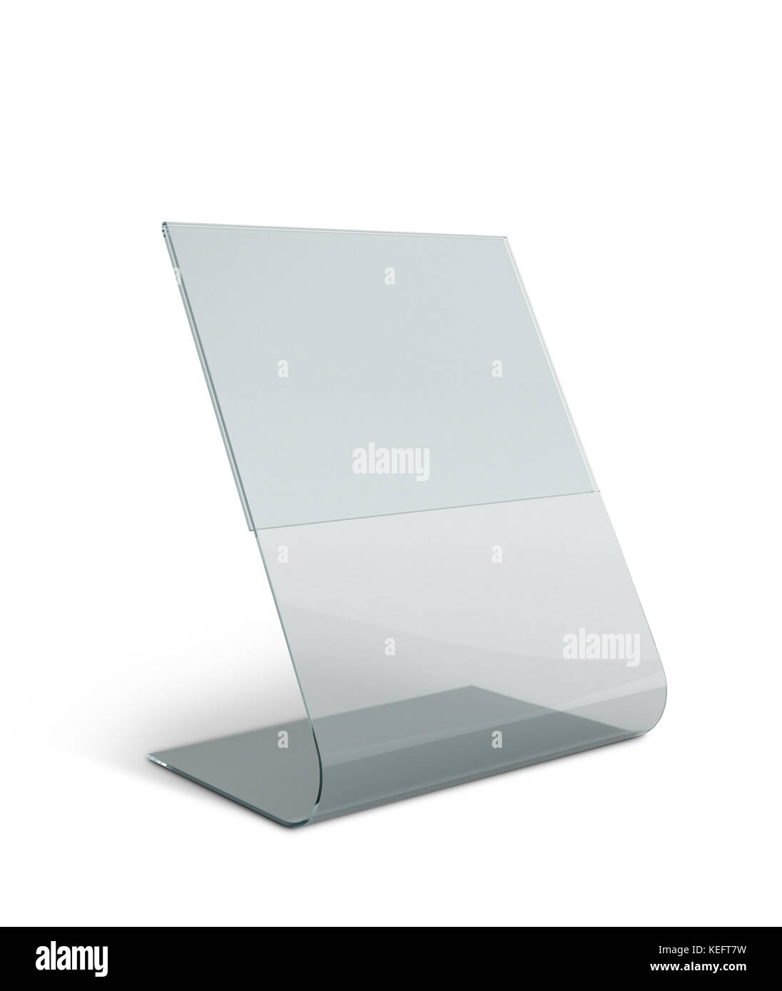3D render transparent acrylic table stand display for menu in isolated ...