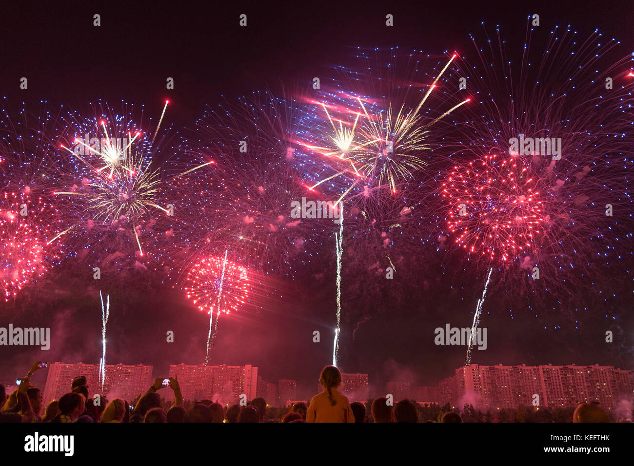 Fireworks in the night sky at the festival Stock Photo - Alamy