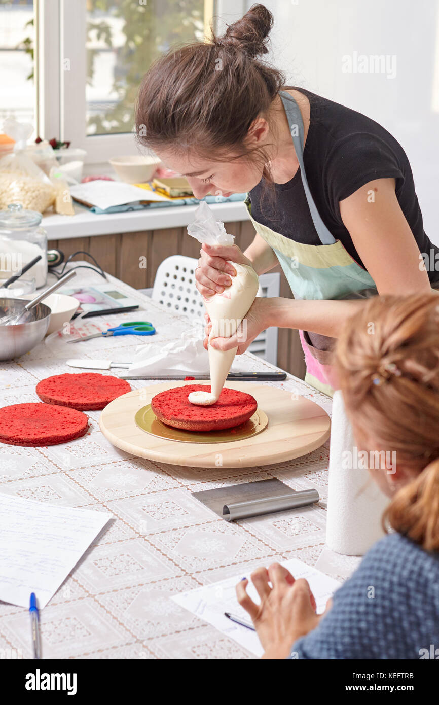 cake, red, cook, cream, woman, kitchen, chef, baking, cooking, food ...