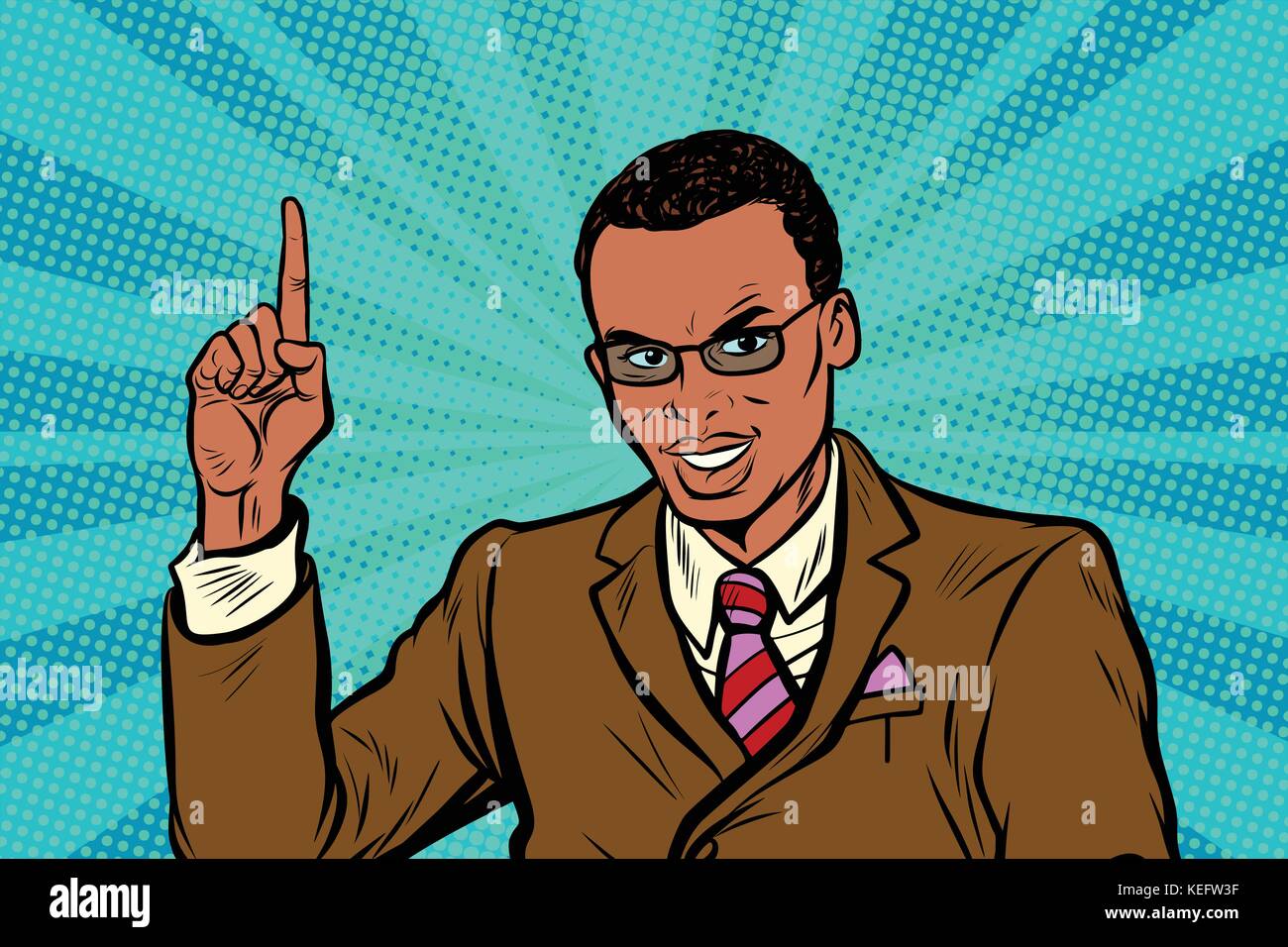 African businessman pointing finger up Stock Vector Image & Art - Alamy