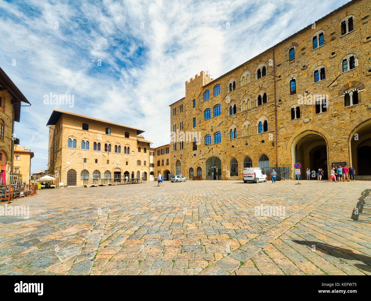 ancient buildings in the main square of Volterra, Italy Stock Photo - Alamy