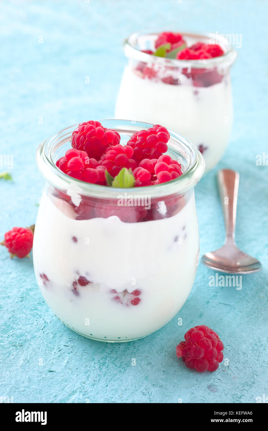 Yogurt with raspberry Stock Photo - Alamy