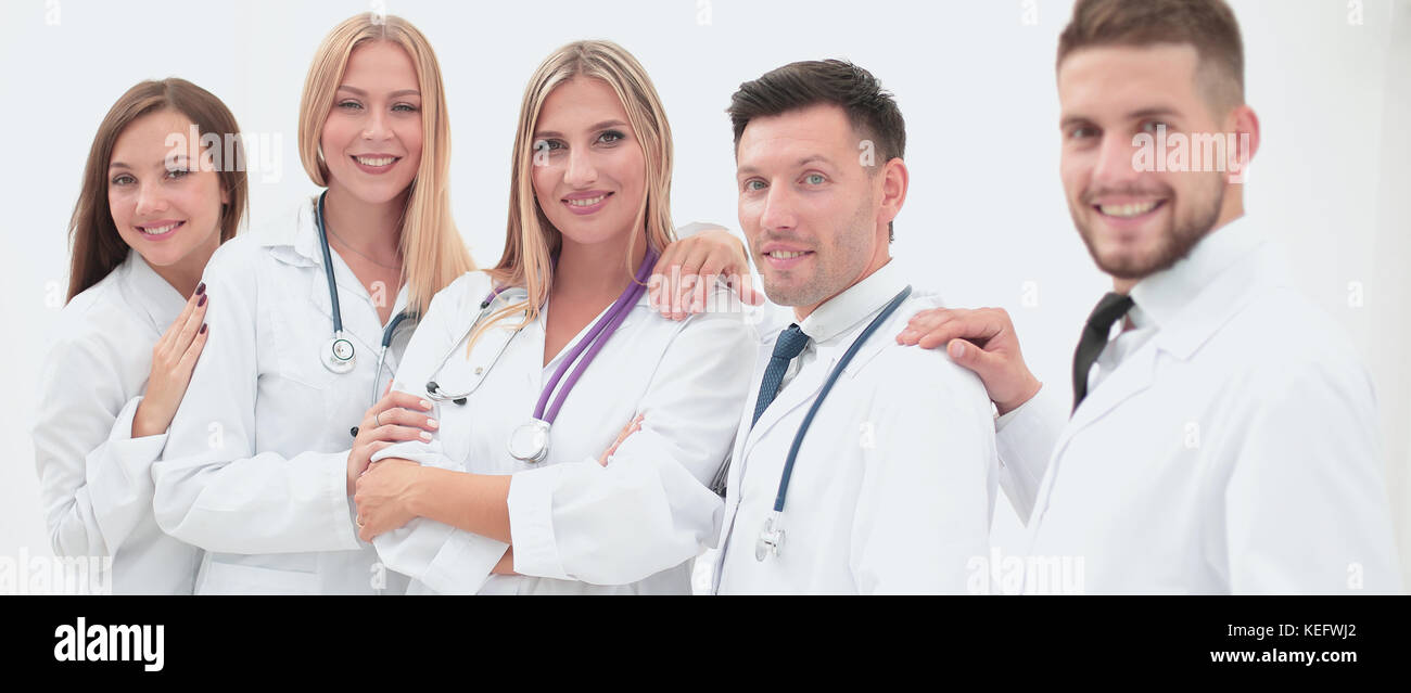 Team of medical professionals working at the medical office Stock Photo ...