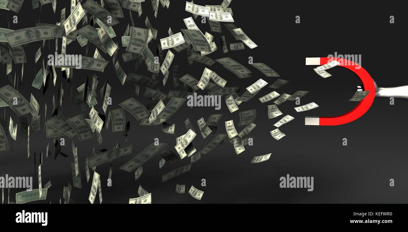 Businessman Using Magnet to Pull Money as Business Concept Stock Photo ...