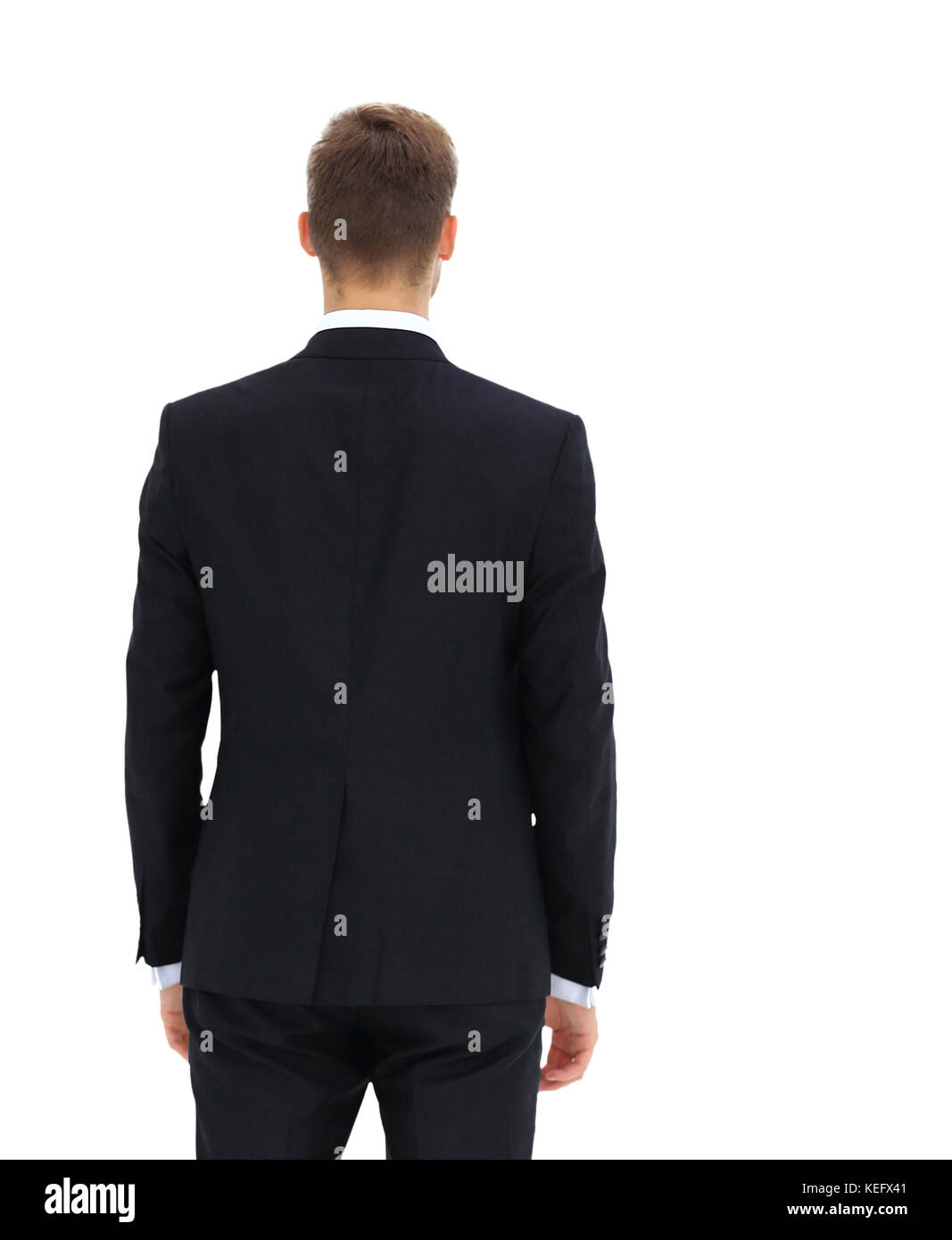 Business man isolated on white. Back side Stock Photo - Alamy