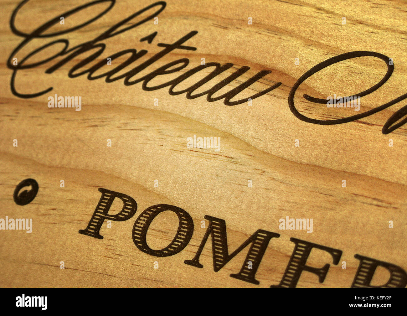 Detail of a French wine wooden box Stock Photo - Alamy