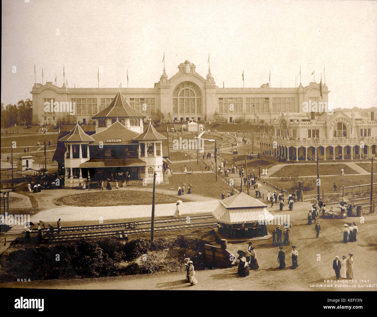 Palace of Agriculture and Floral Clock. View south past Ceylon and ...