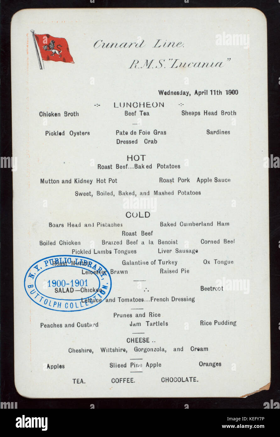 This image shows a luncheon held aboard the RMS Lucania, a Cunard Line ...