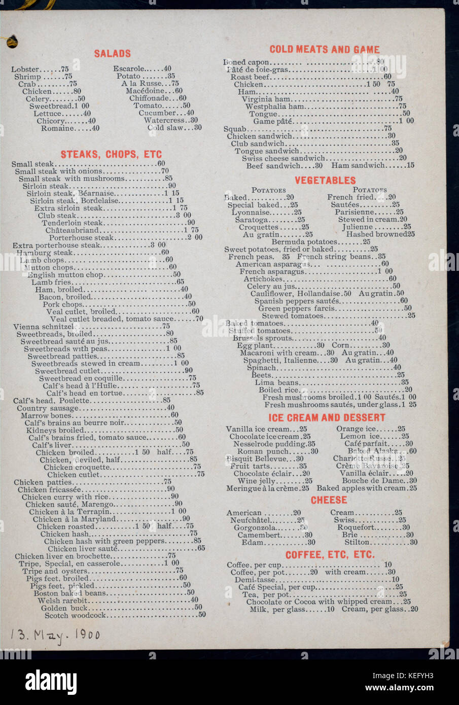 DAILY MENU (held by) RECTOR'S (at) BROADWAY AND 44TH ST,NEW YORK, NY ...