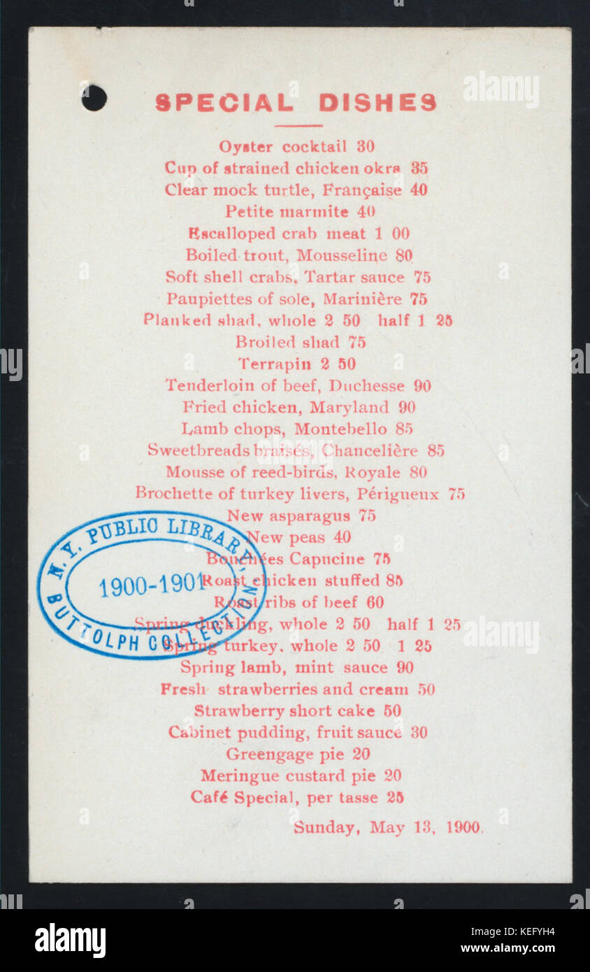 DAILY MENU (held by) RECTOR'S (at) BROADWAY AND 44TH ST,NEW YORK, NY ...