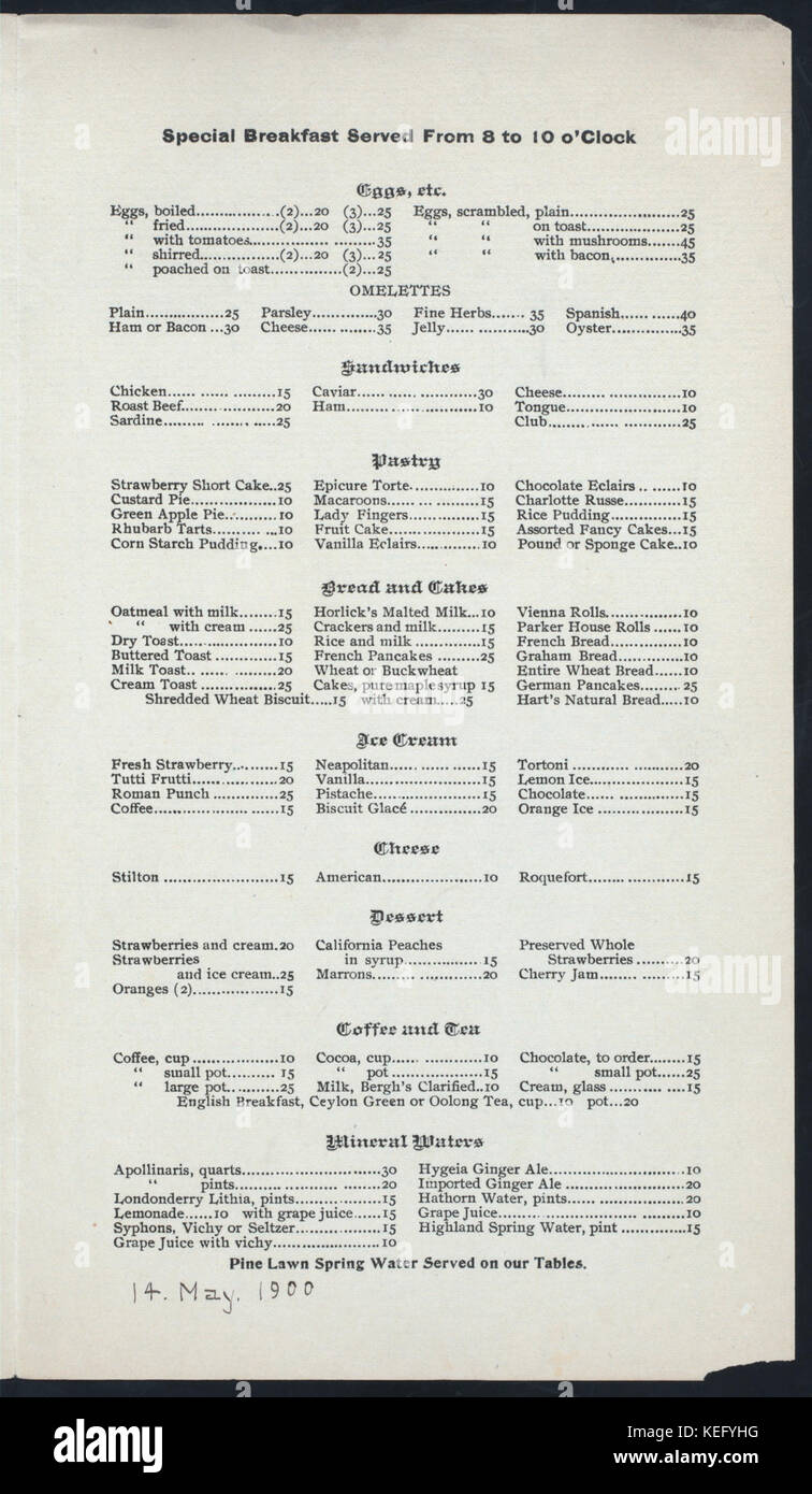 DAILY MENU (held by) JOHN WANAMAKER (at) BROADWAY & 10TH STREET, NEW ...