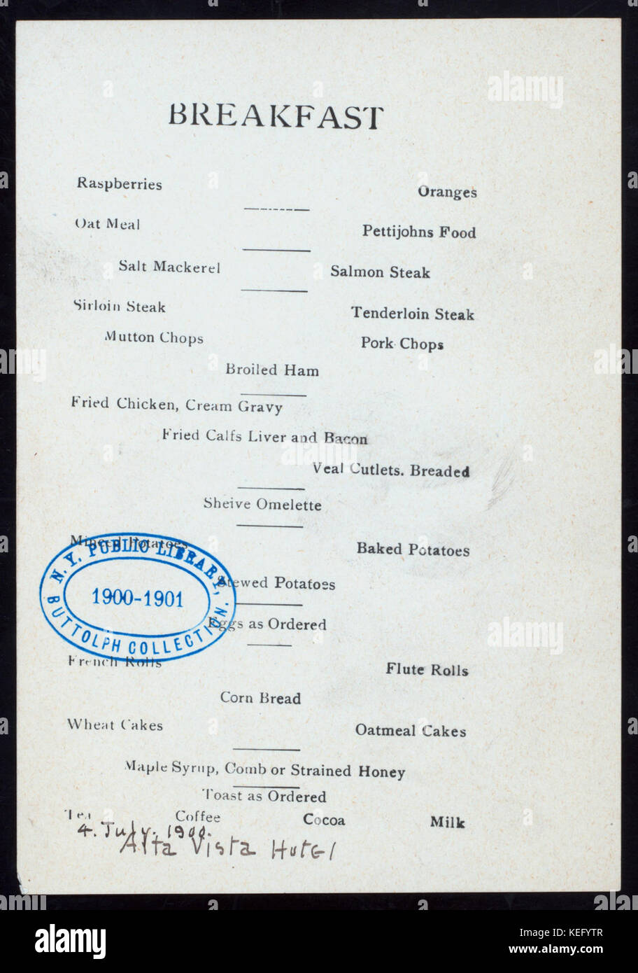BREAKFAST (held by) ALTA VISTA HOTEL (at) (COLORADO SPRINGS, CO) (HOTEL ...