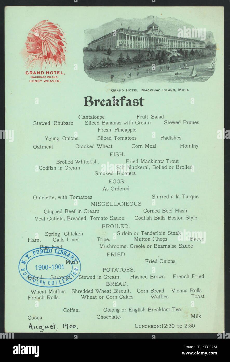 BREAKFAST (held by) GRAND HOTEL (at) MACKINAC ISLAND, MICH. (HOTEL ...