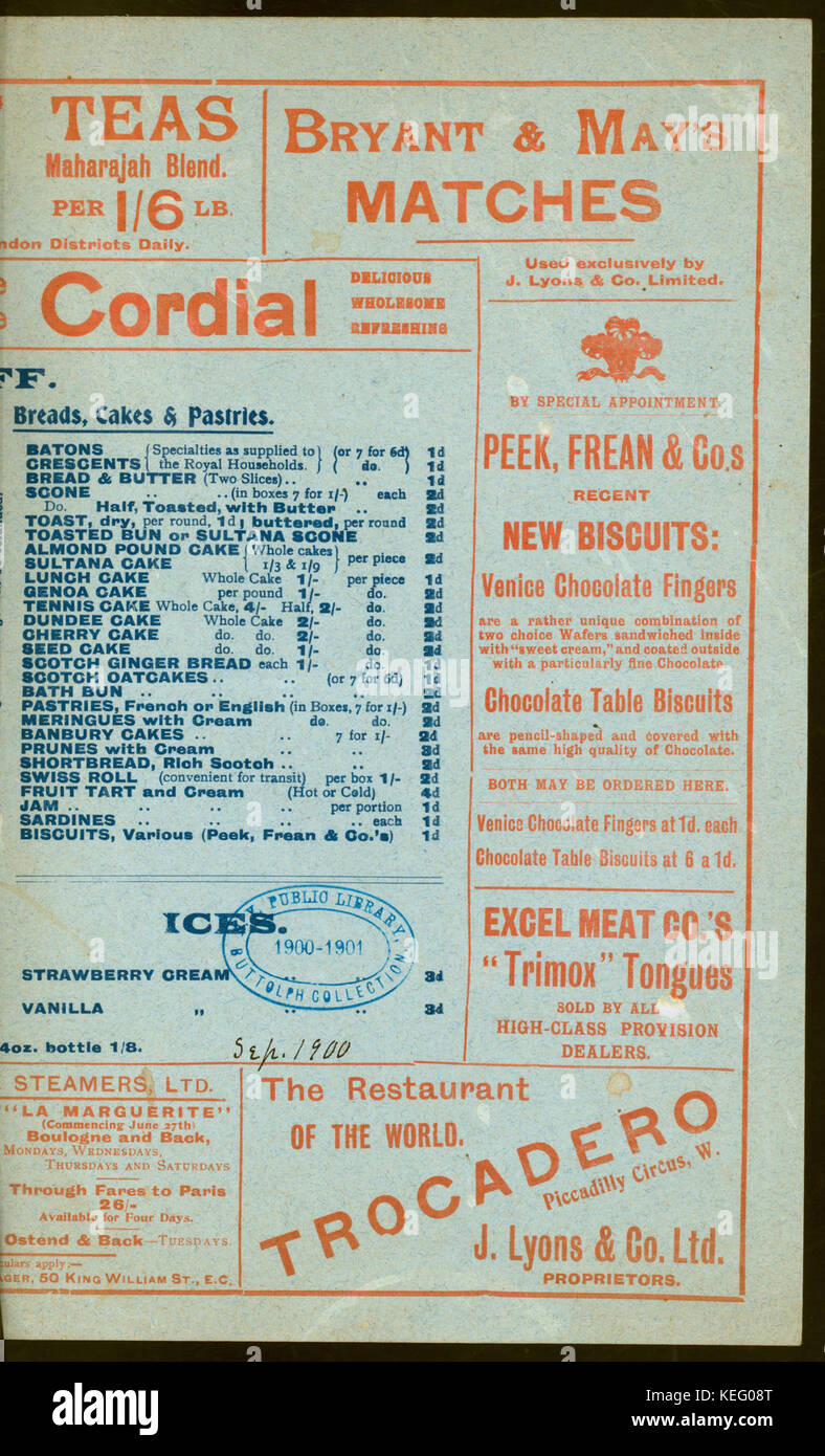 DAILY MENU (held by) (THE TROCADERO) (at) PICCADILLY CIRCUS, W ...