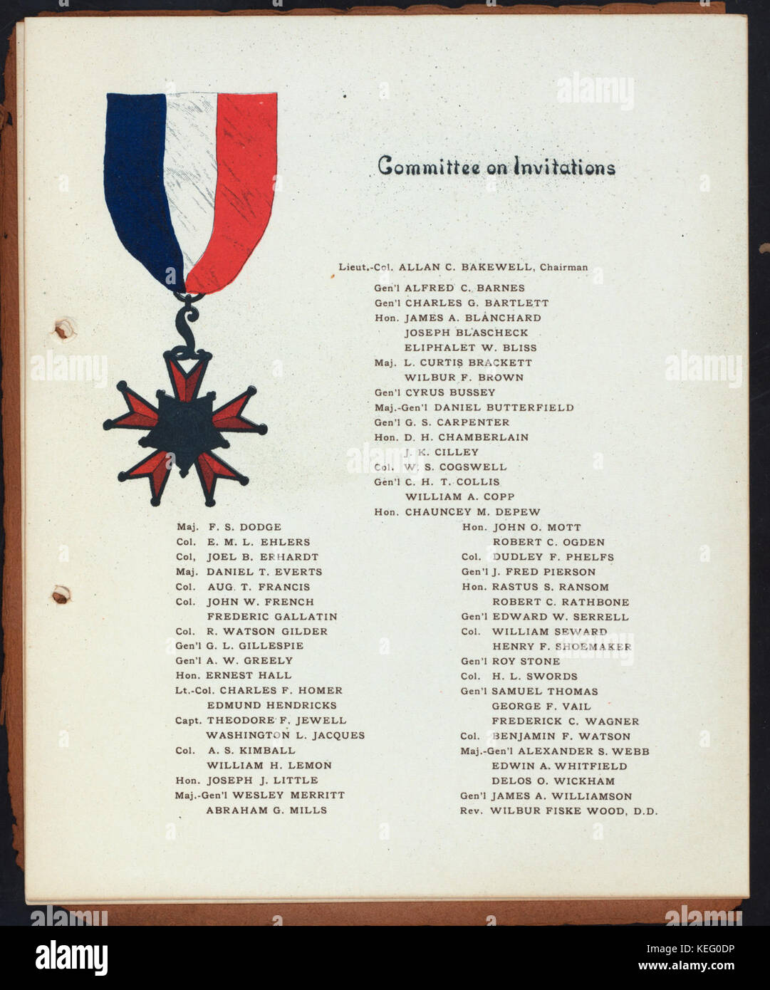 BANQUET TO MAJOR GENERAL ELWELL S.OTIS (held by) LAFAYETTE POST NO. 140 ...