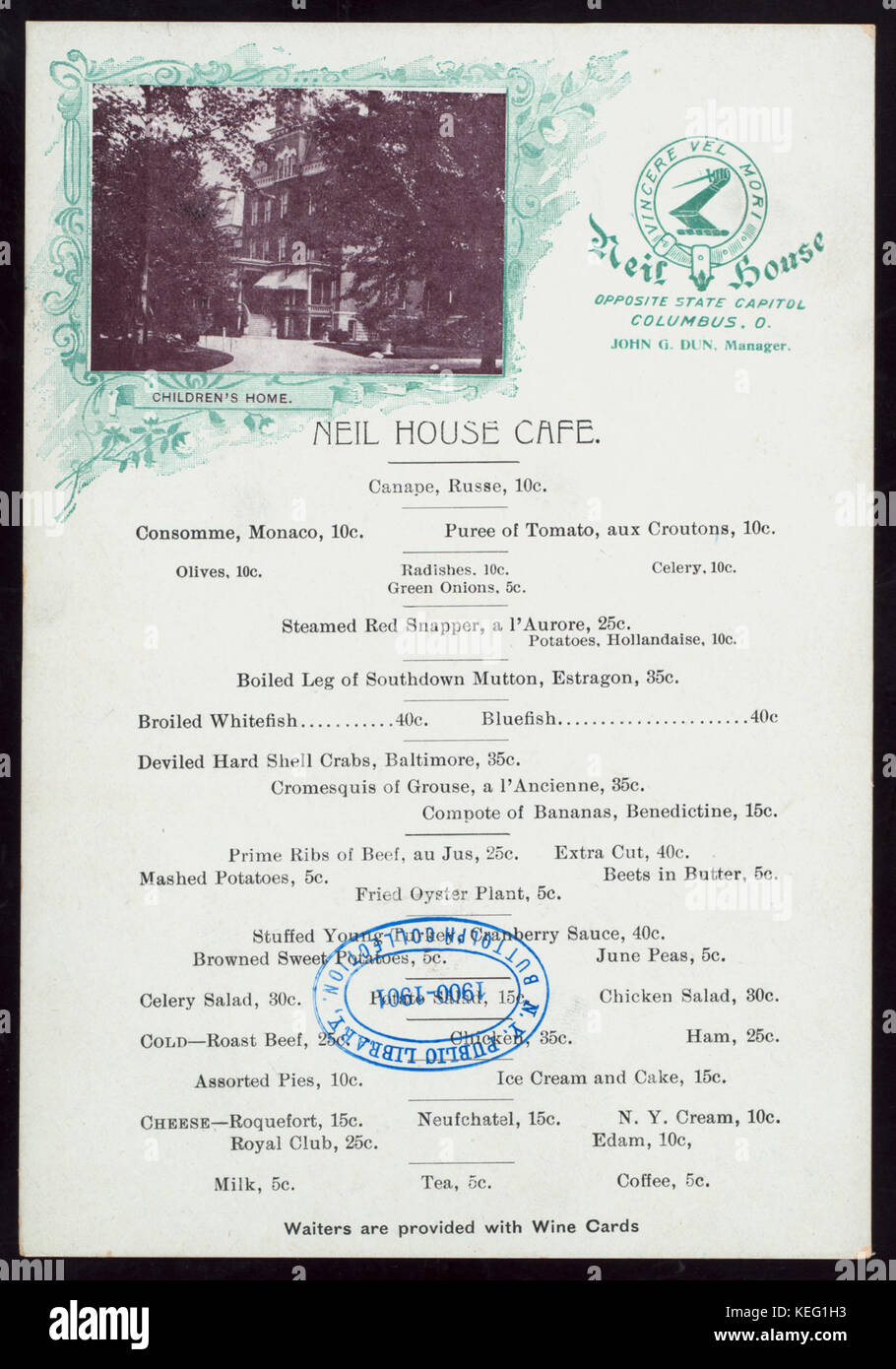 LUNCH & OR DINNER (held by) NEIL HOUSE (at) COLUMBUS,OHIO (HOTEL) (NYPL ...