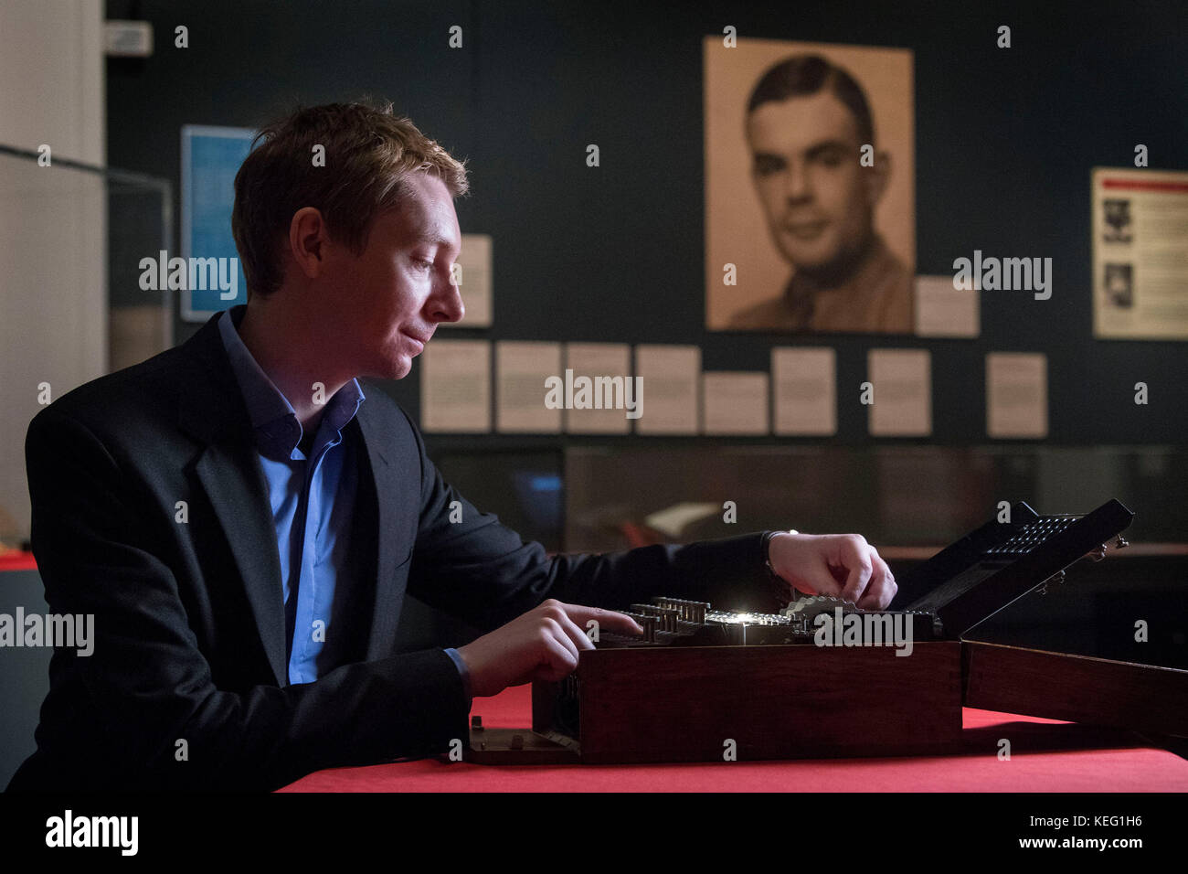 Enigma expert James Grime examines a working World War II Enigma ...