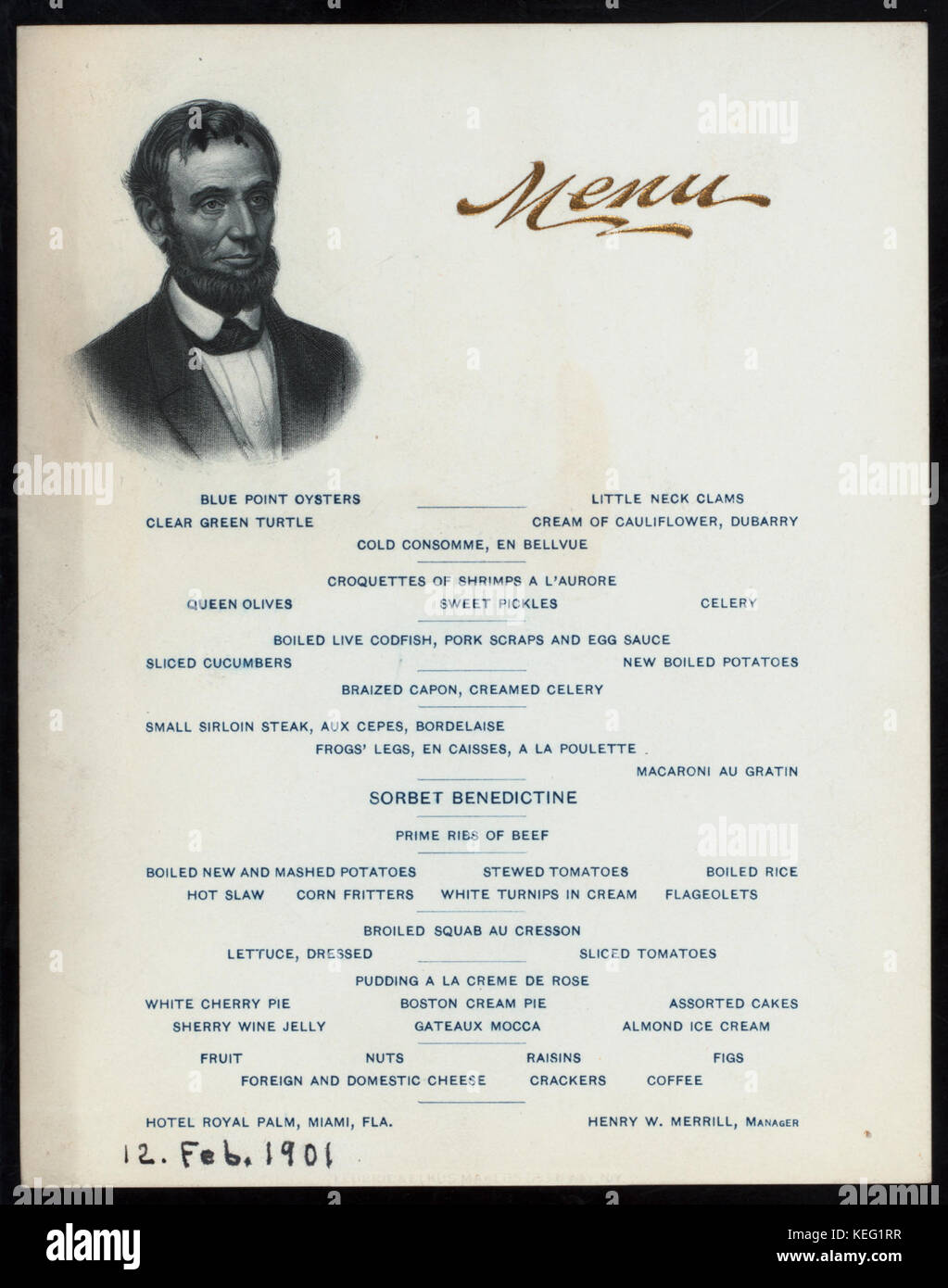 MENU (held by) ROYAL PALM HOTEL (at) MIAMI, FL (HOTEL;) (NYPL Hades ...